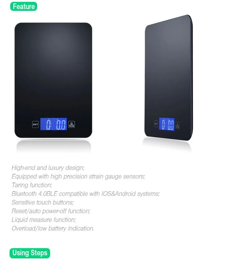 5kg Glass Bluetooth Function Diet Scale To Weigh Food Electronic Smart ...