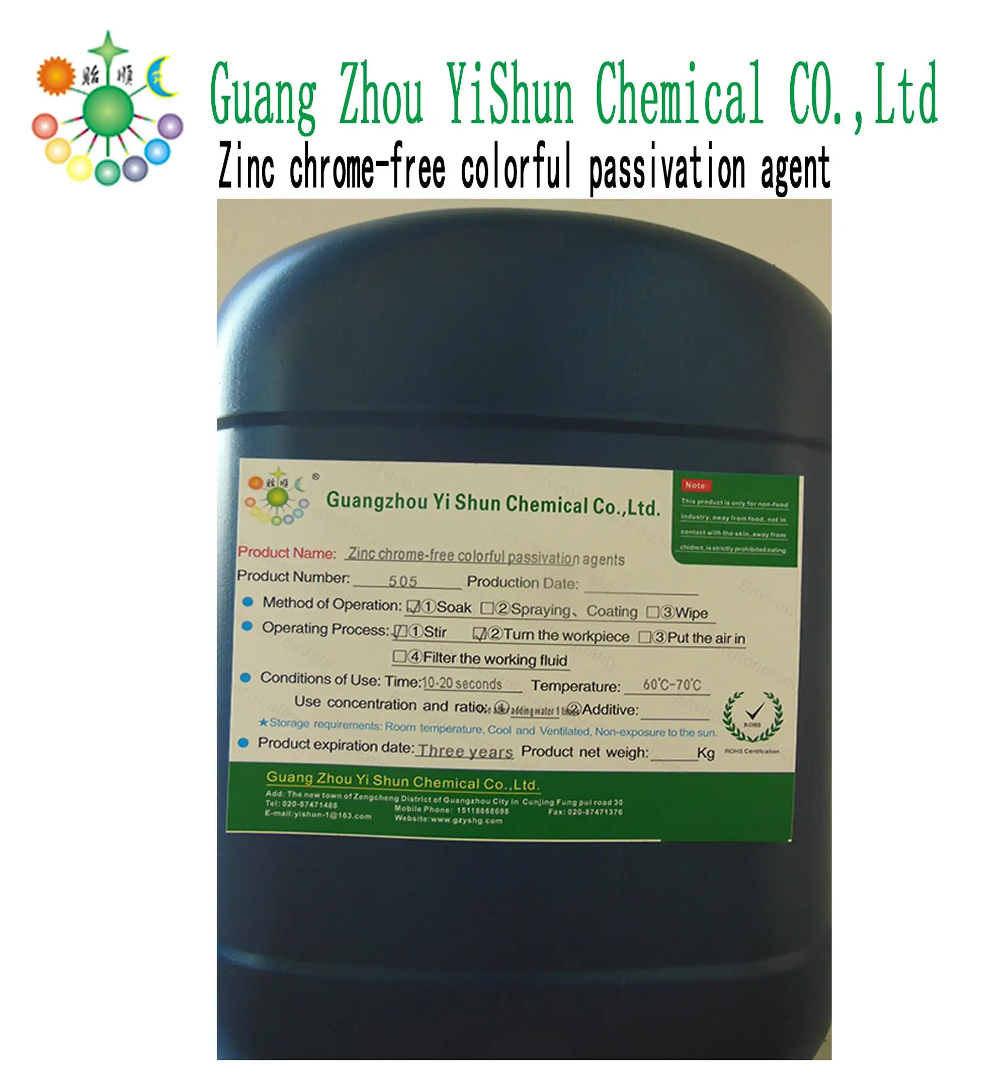 Zinc Chrome-free Colorful Passivation Agents Zinc Passivator Chemical ...