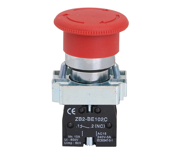 Xb2 Bs542 Rortary Push Button Emergency Stop Button Nc Zb2-be102c 40mm Red Mushroom Head 1nc ...