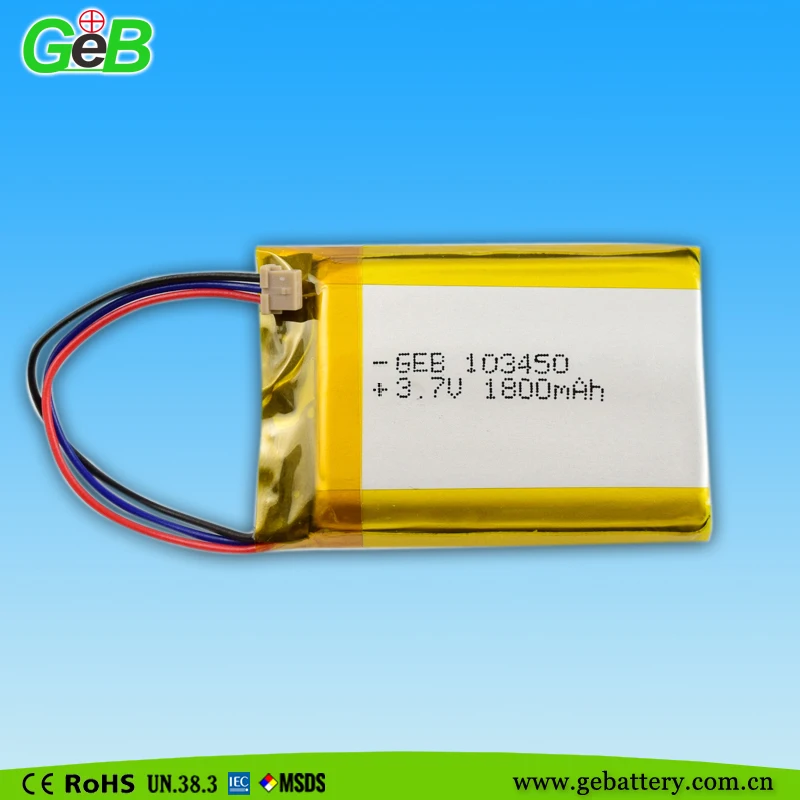Rechargeable Li Ion Battery 103450 3.7v 1800mah Lithium Polymer Battery ...