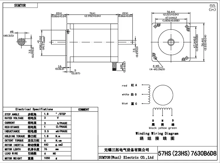 Dc Nema 23 Motor De Passo Do Eixo Duplo 8mm Set 76mm 4 Eixos Nema ...