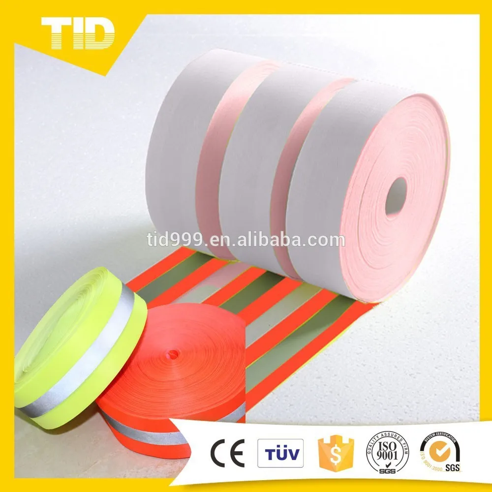 Fluorescent Red-Orange Reflective Ribbon for Safety Gear
