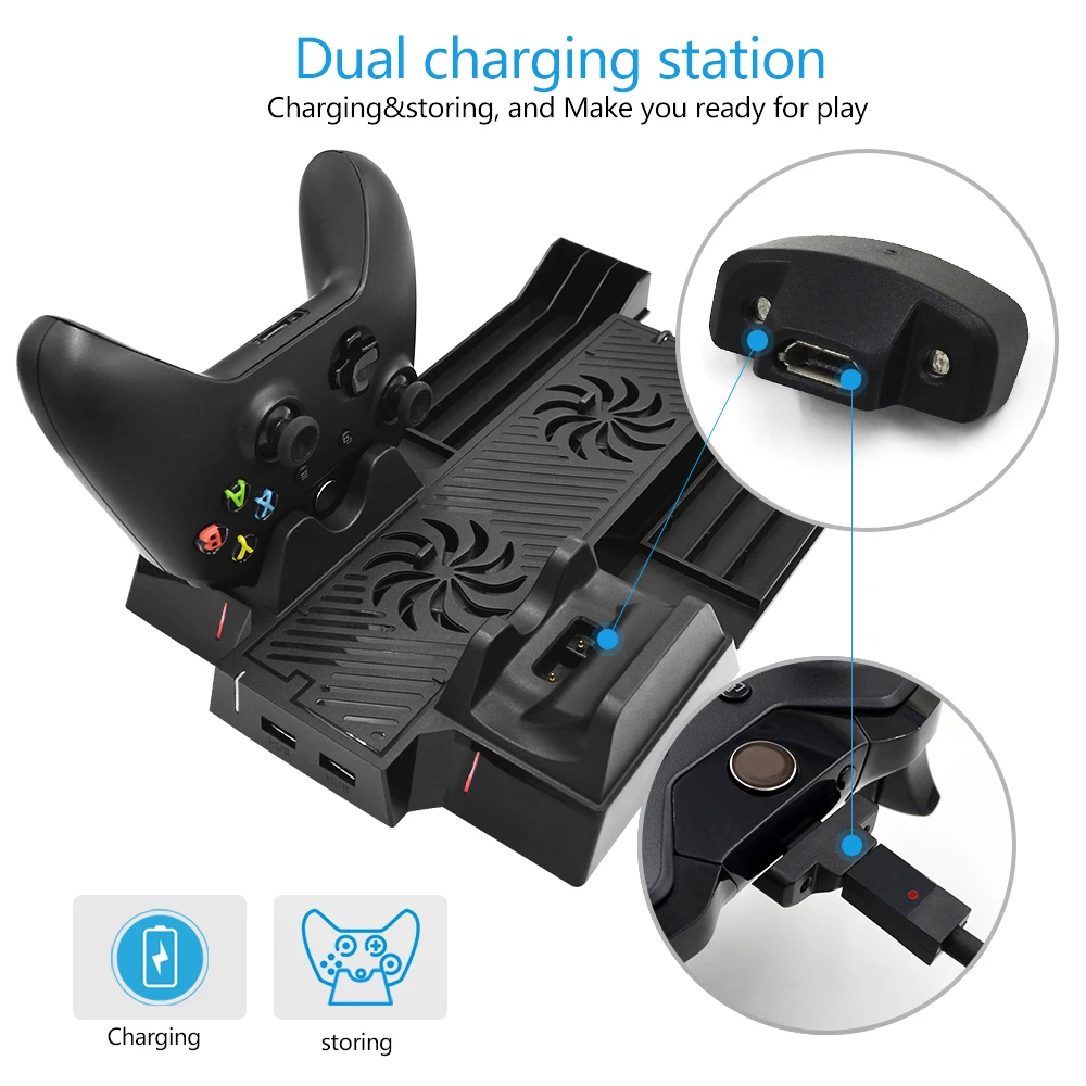Xbox One X Cooling Fans with Dual Controller Chargers