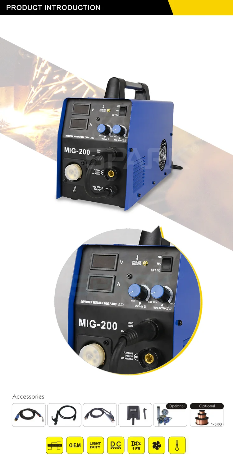 Mig-200 Blue Lowest Price Welded Wire Portable Inverter Mig Arc ...
