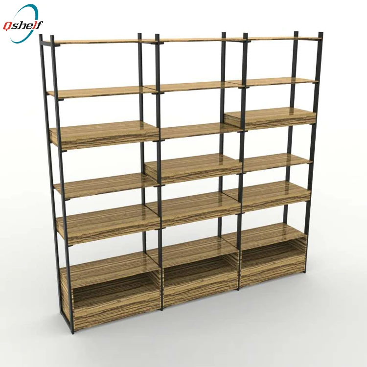 Customized Wood Metal Double Column Combination Display Shelves For ...