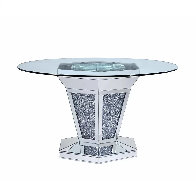 Hot Sparkly Mirrored Round Dining Table Crushed Diamond 4-6 Seating ...