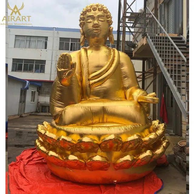 4m Tall Inflatable Gold Buddha Statue Model Balloon for Sale