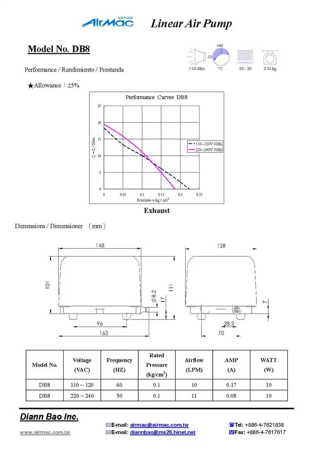DB8 Fish Tank Diaphragm Air Linear Compressor - Sustainable & Efficient
