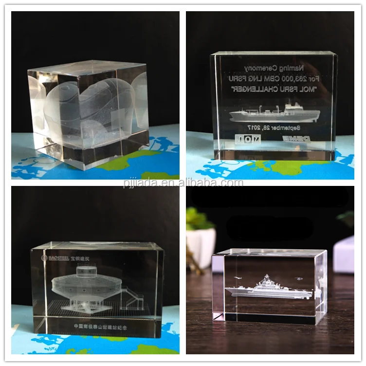Customized 2D 3D Laser Crystal Cube Wholesale for Gifts