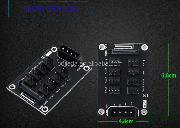 8 Ports 4 Pin Pwm Fan Splitter Hub By Molex 4pin & Sata For 12v 3pin ...