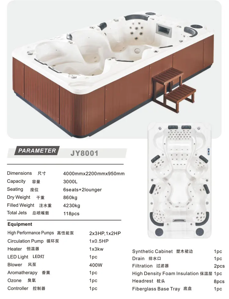 Outdoor 6 Seats And 2 Loungers Usa Acrylic Material Spa Massage 8 ...