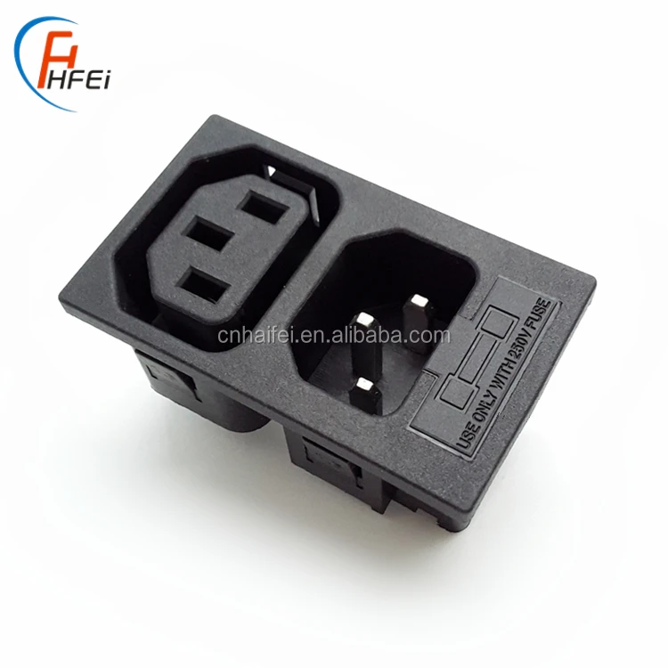 HF Iec C14 Plug to C13 Socket 10a With Fuse Male and Female Connector ...