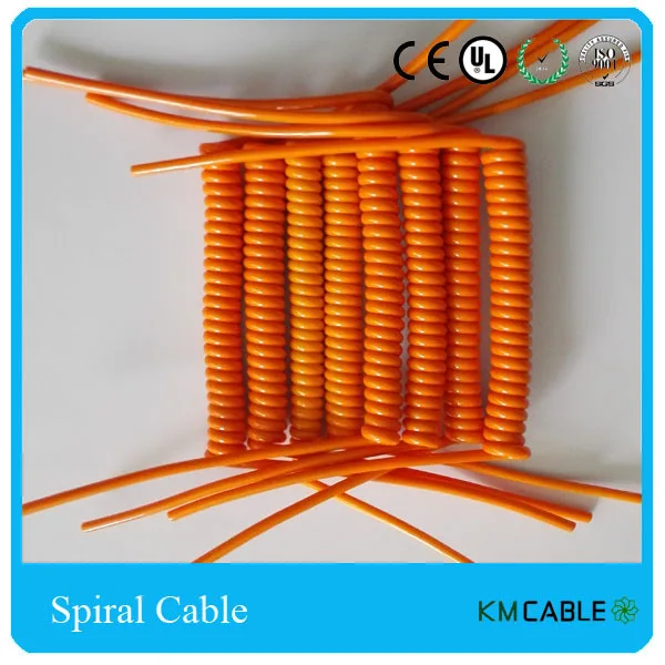 Spring Coiled Electrical Wire Orange Color 3 Core 4mm Flexible Spiral ...