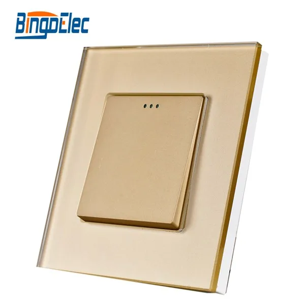 Bingoelec Push Button Light Switch Tempered Glass Panel 1 Gang 2 Way ...