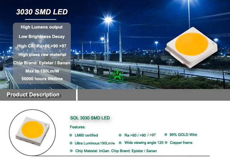 Factory Manufacturing 120-160lm 3v 6v 9v 18v 50v 1w 3030 Smd Led Chip Datasheet - Buy Smd 3030 ...