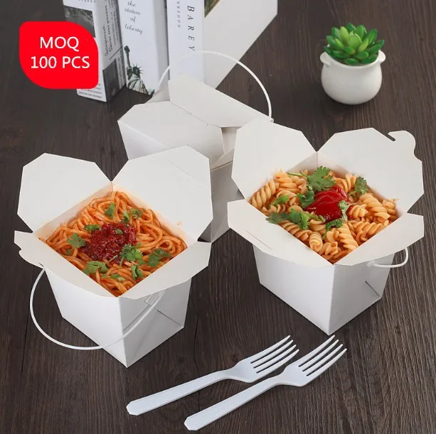 Take Away Disposable Spaghetti Pasta Packaging Paper Box With Handle ...