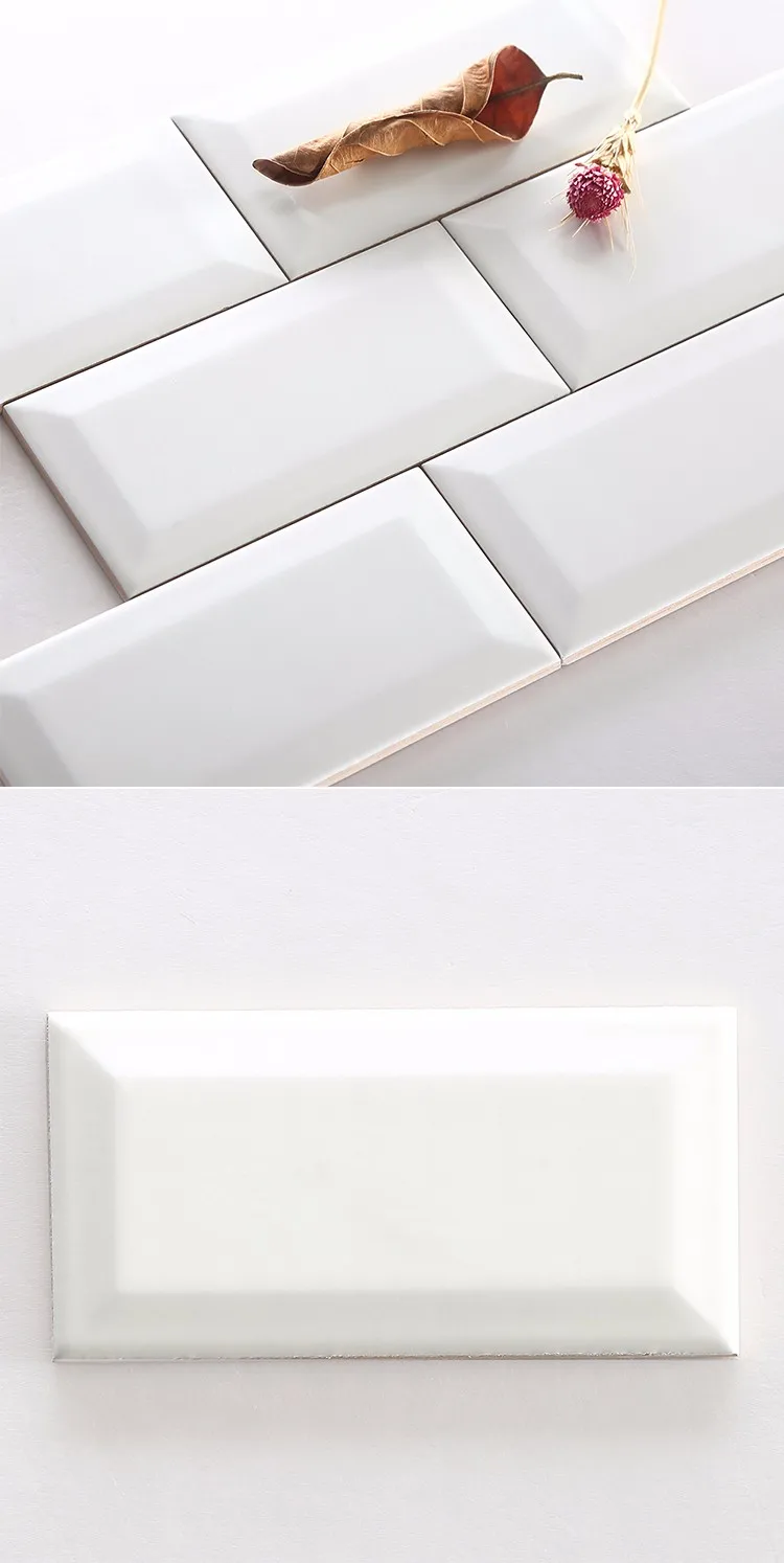 New 3x12 White Bullnose Metro Beveled Edge Ceramic Tile