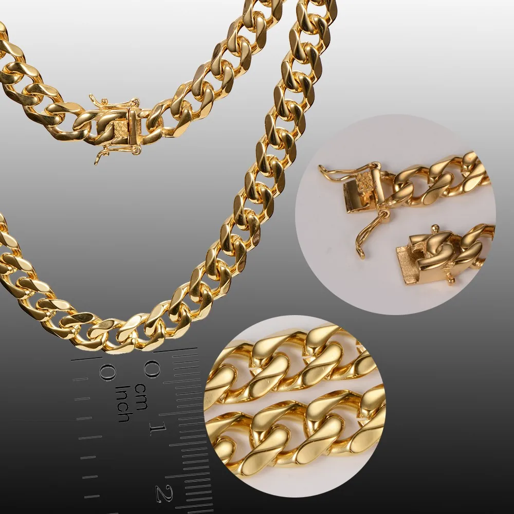 10mm Stainless Steel Cuban Link 18k Gold Chain - Buy Stainless Steel ...