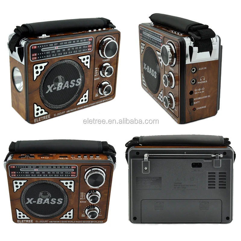 X-bass Portable 3 Band Fm Radio With Usb Sd Mp3 Player Emergency Light ...