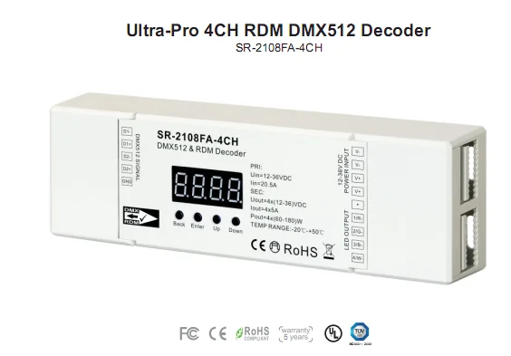 4ch 5ch Led Dmx512 Rdm Decoder Rgbw Sr-2108fa-4ch - Buy 24 Channel Dmx Decoder,Led Dmx Decoder ...