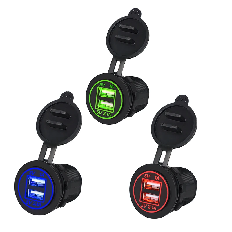 Universal Car Charger Usb Vehicle Dc12/24v Waterproof Dual 2 Port Power ...