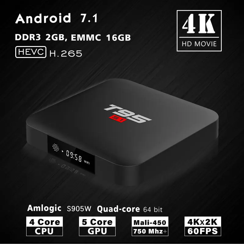T95 S1 Android Tv Box 4k Amlogic S905w Quad Core 2gb 16gb Android 7.1 ...