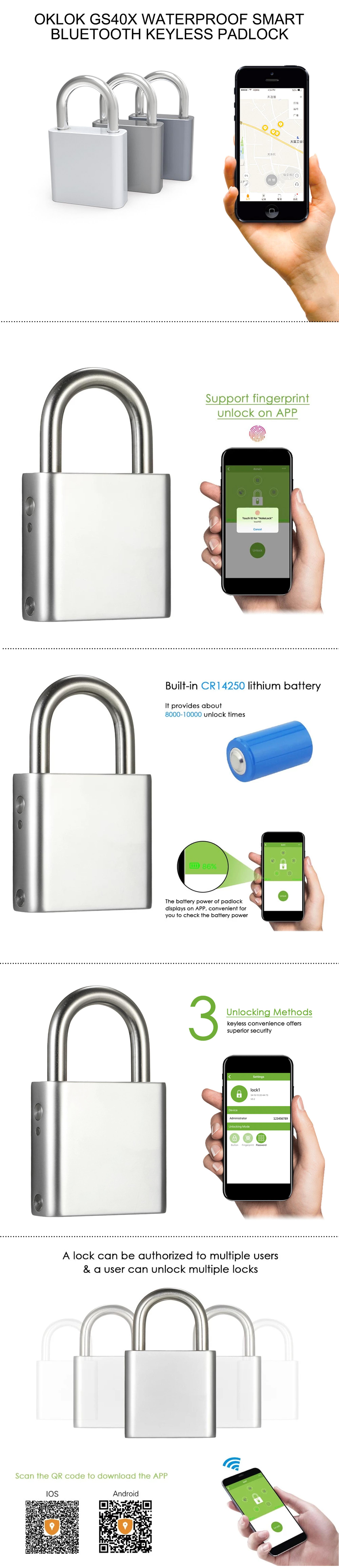 Oklok Gs40x Waterproof Smart Bluetooth Keyless Padlock - Buy Oklok ...