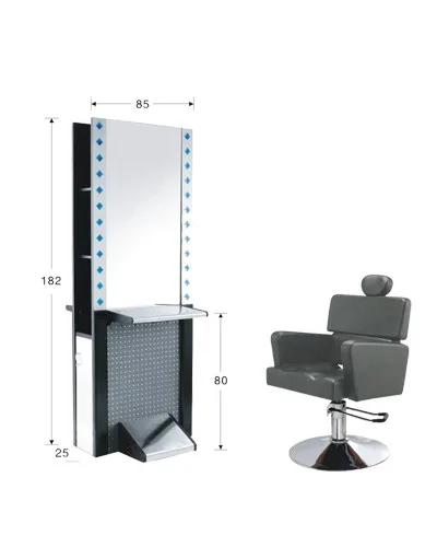 Stainless Steel Mirror Station Salon Barber Mirror Station With Chair ...