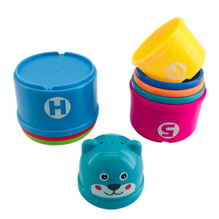 Educational Bright Color Cartoon Styles Plastic Bath Game Baby Stacking ...