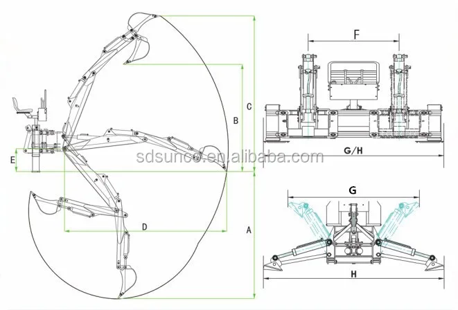 Tractor Rear 3-Point Hitched Backhoe - Durable & Versatile