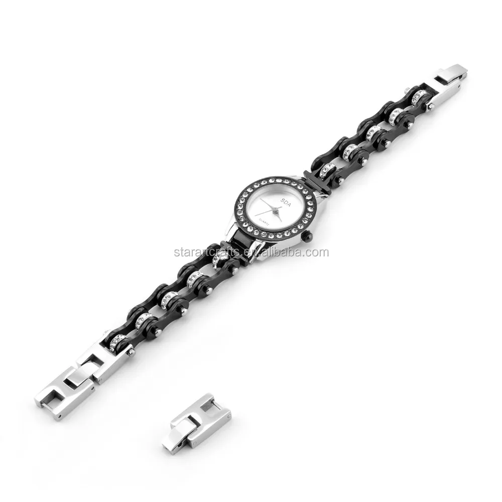 Motorcycle Chain-women Watch Quartz Biker Bracelet Watch Stainless ...