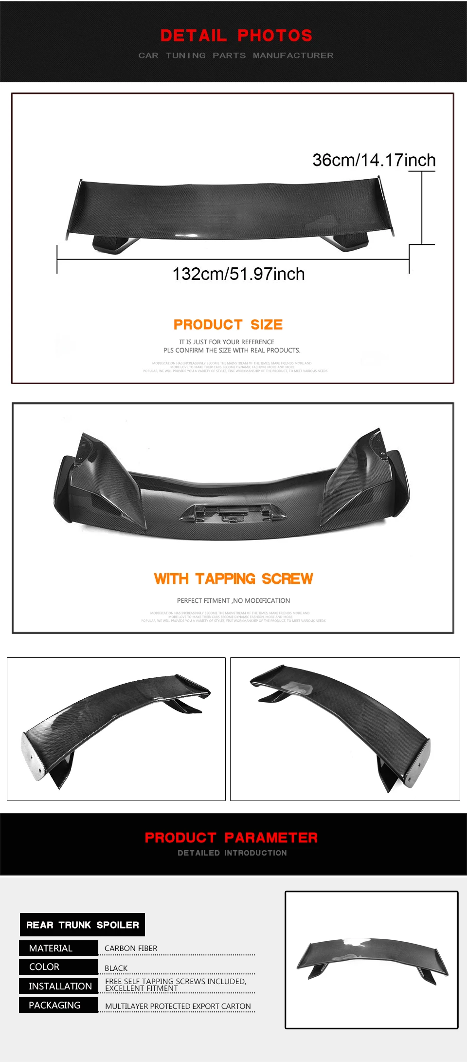 Carbon Fiber Rear Racing Wing Spoiler for Lotus Evora S 400 410 GT430 ...