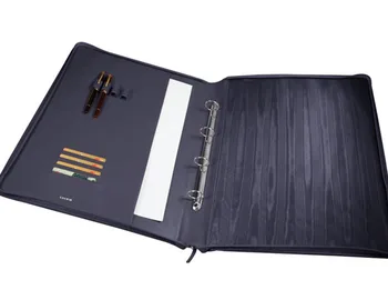 Smooth Leather Zipped Documents Folder/leather Art Portfolio Pu Black ...