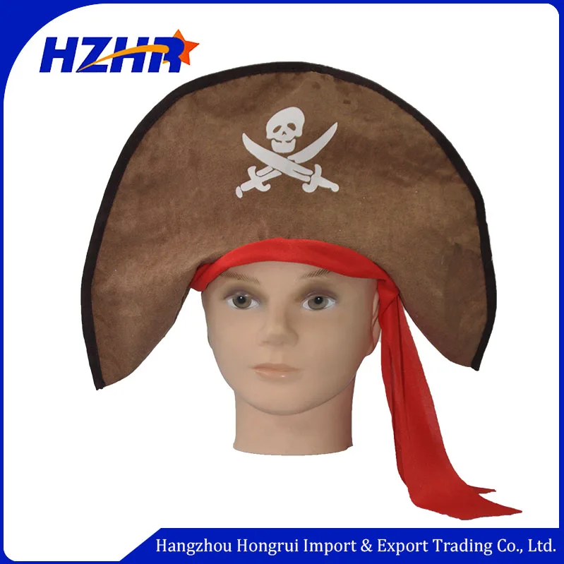 Velvet Black Captain Morgan Tricorn Pirate Hat Party Supplies - Buy ...
