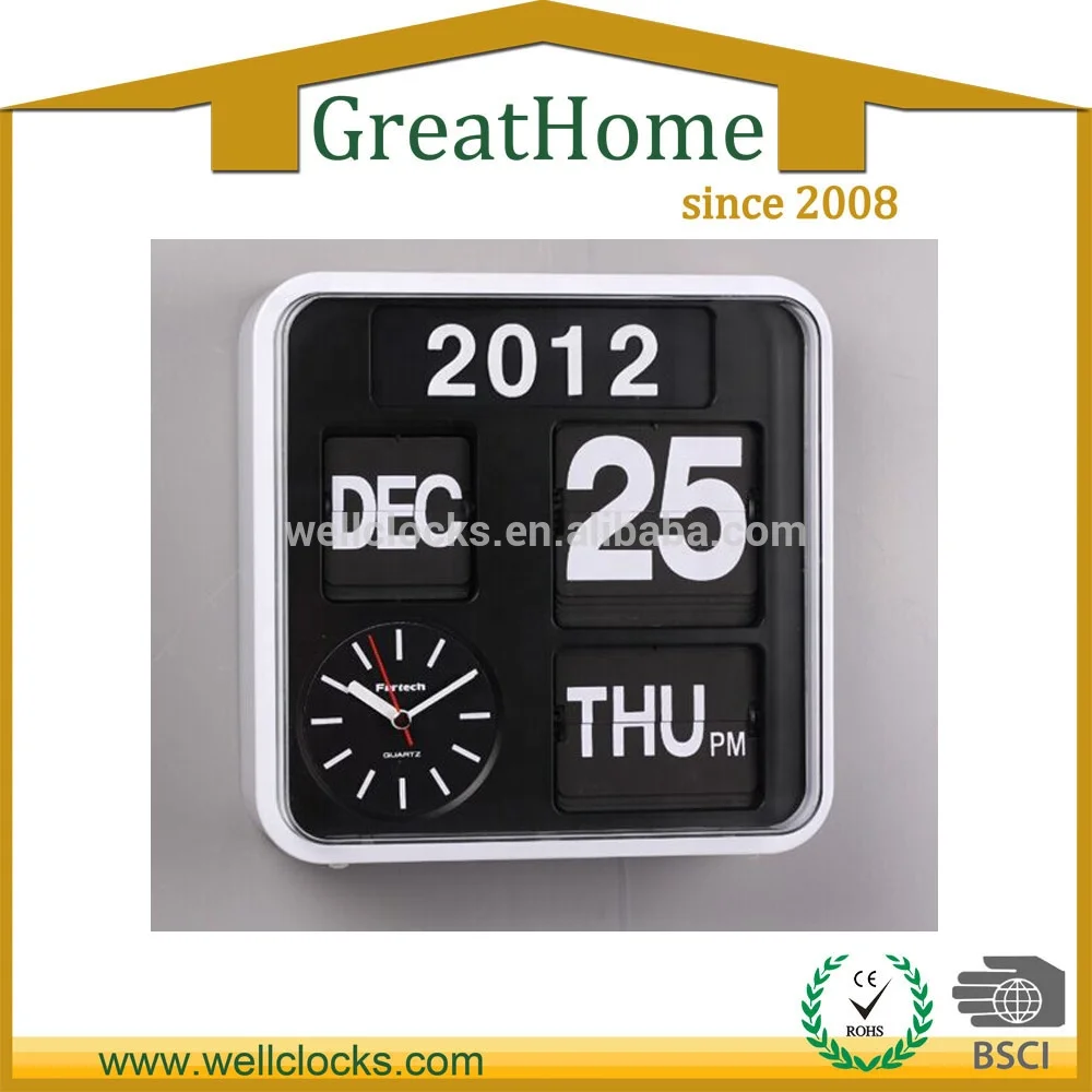 Modern Page Turning Desk Table Flip Clock - Multifunction Quartz Analog ...