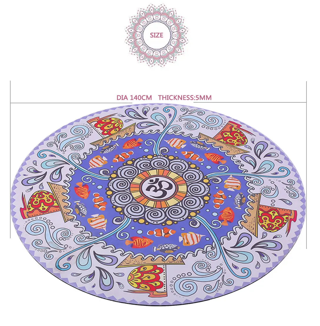 Pilates Mat Round Oversize Yoga Mat Suede Meditation Rubber