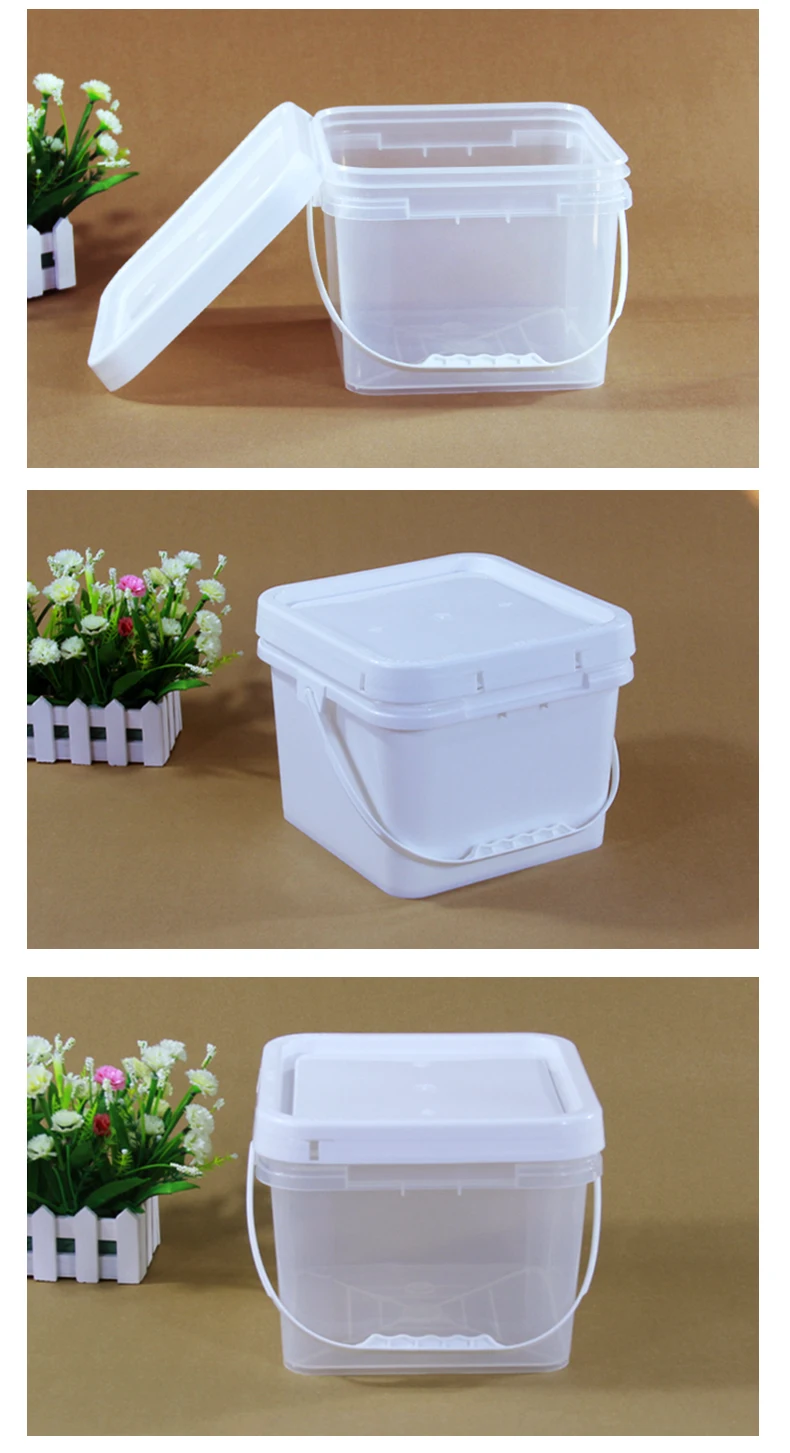 100% New Pp Food Grade Clear Pail Square Transparent Plastic Bucket For ...