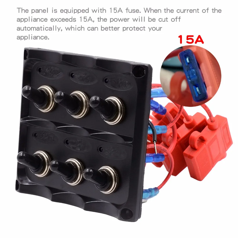 6 Gang 12 Volt Switch Panel Toggle Marine Rocker Switch Universal ...