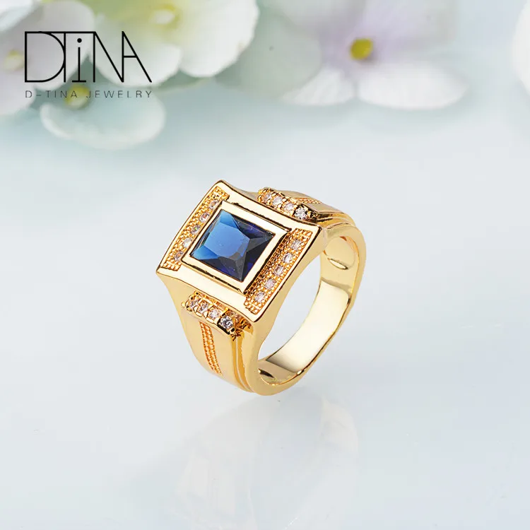 DTINA Dubai Prince Couple Gold Plated Wedding Gem Stone Rings