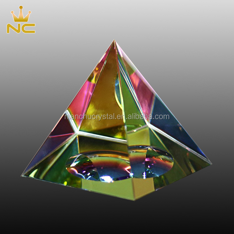 Engraved Paperweight Crystal Glass Pyramid - Perfect Gift