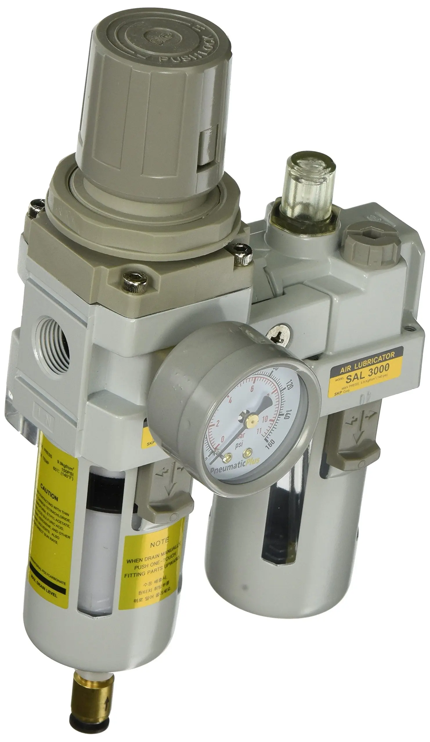 Poly Bowl Manual Drain 10 Micron with Gauge PneumaticPlus SAU4010M-N04G ...