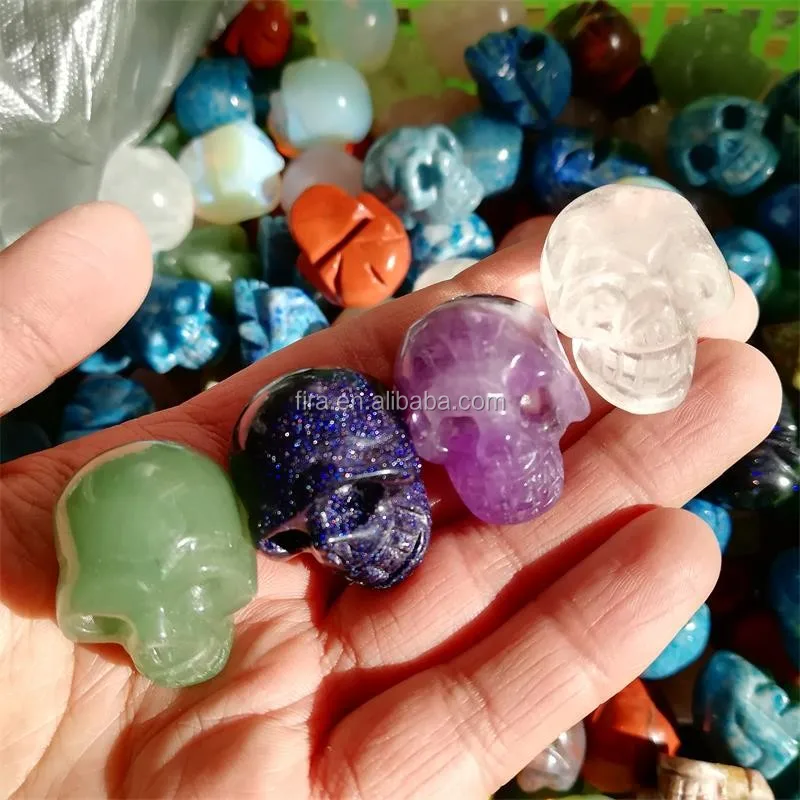 Decorative Mini Crystal Skull Head Rock Small Skulls Healing Carved ...