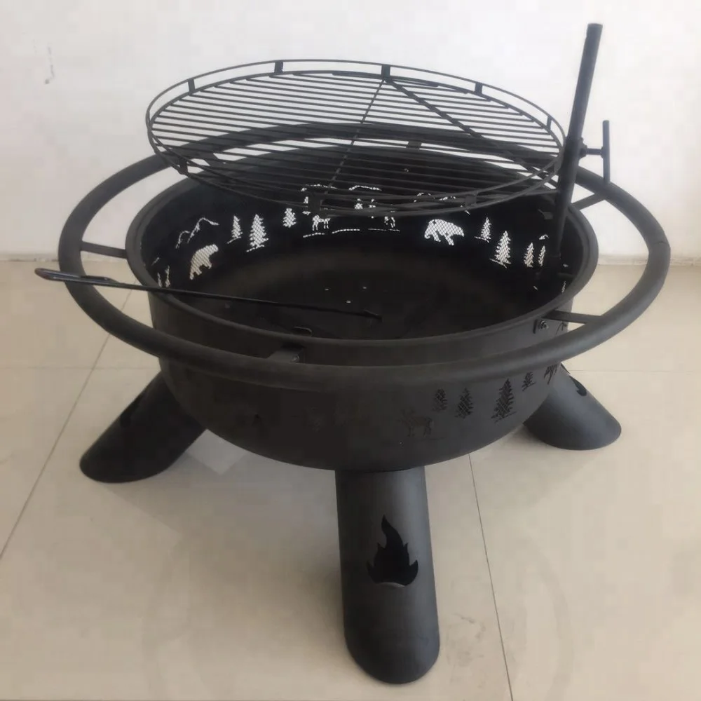 Laser Cutting Three Legs Bbq Grill Round Fire Pit - Buy Bbq Grill,Easy ...
