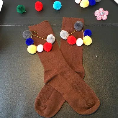 Korean New Funky Accessories Solid Pin Pom Pom Handwork Socks - Buy Pom ...