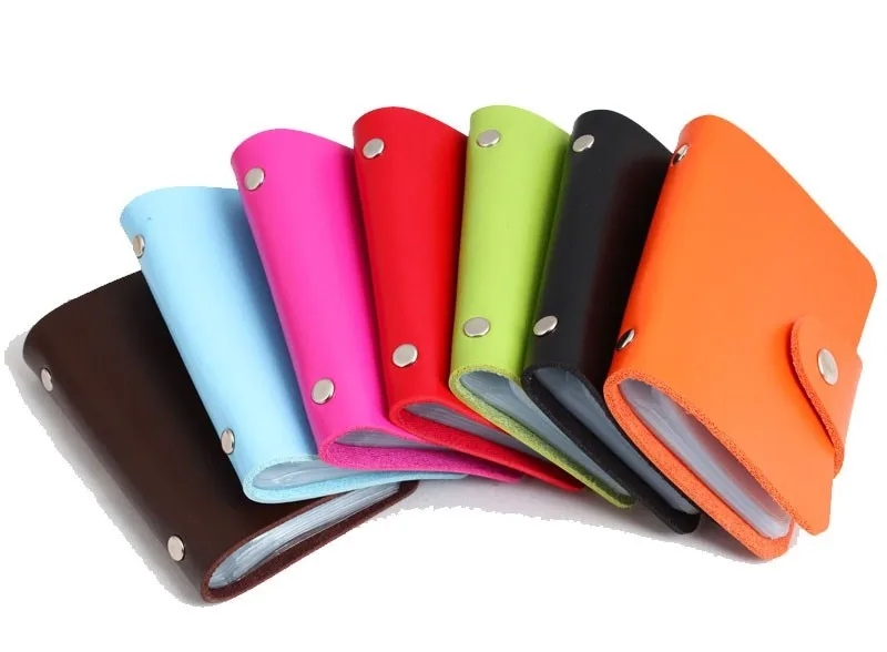 Mens Or Womens Pu Or Genuine Leather Business Bin Card Holder Pvc Slots ...