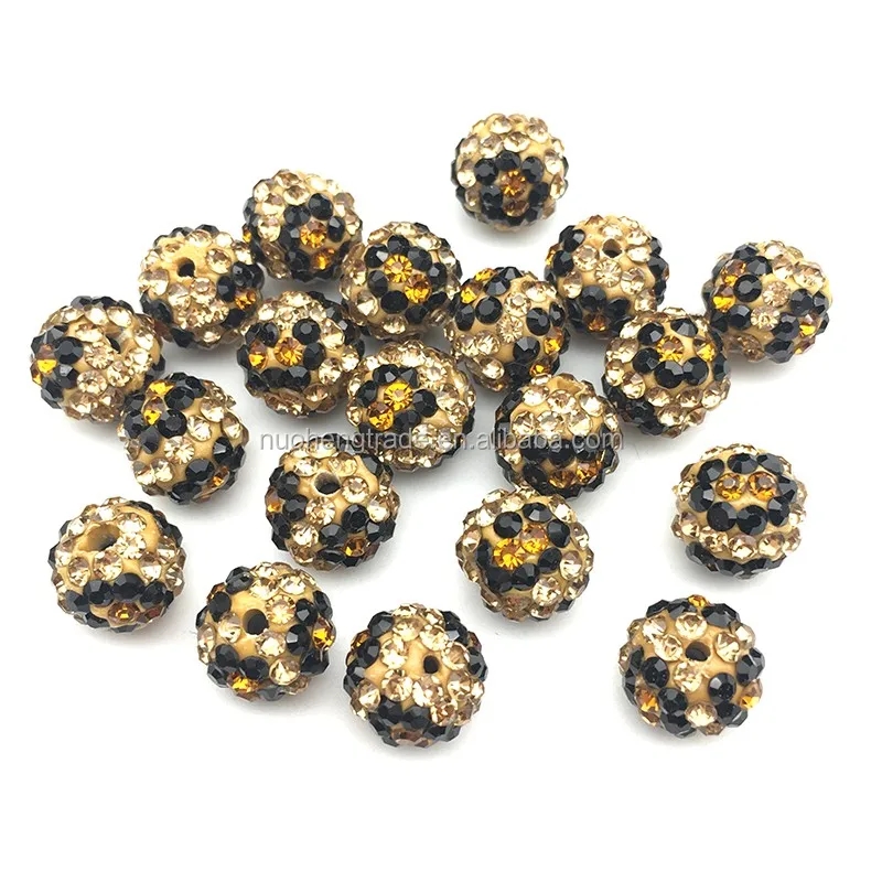 10mm Clay Beads With Rhinestone Leopard Bracelet Spacer Beads For ...