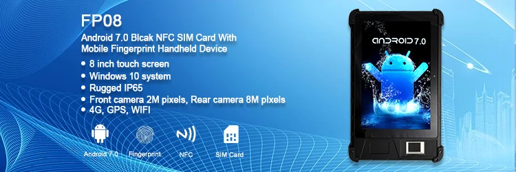 Hf Security Fp08 8 Inch Touch Screen Android 7.0 Fingerprint Scanner All In One Biometric ...
