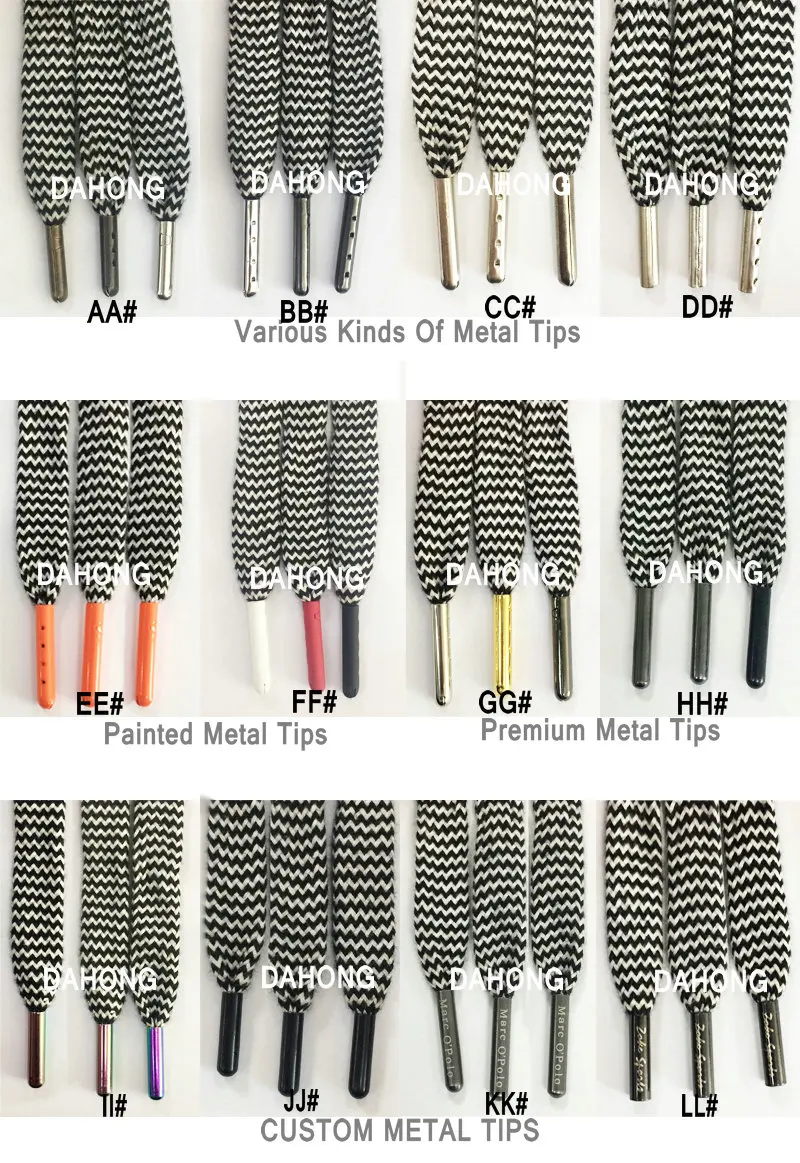 Flat Drawstring Garment Cord Lace with Metal Tips - DHLACES