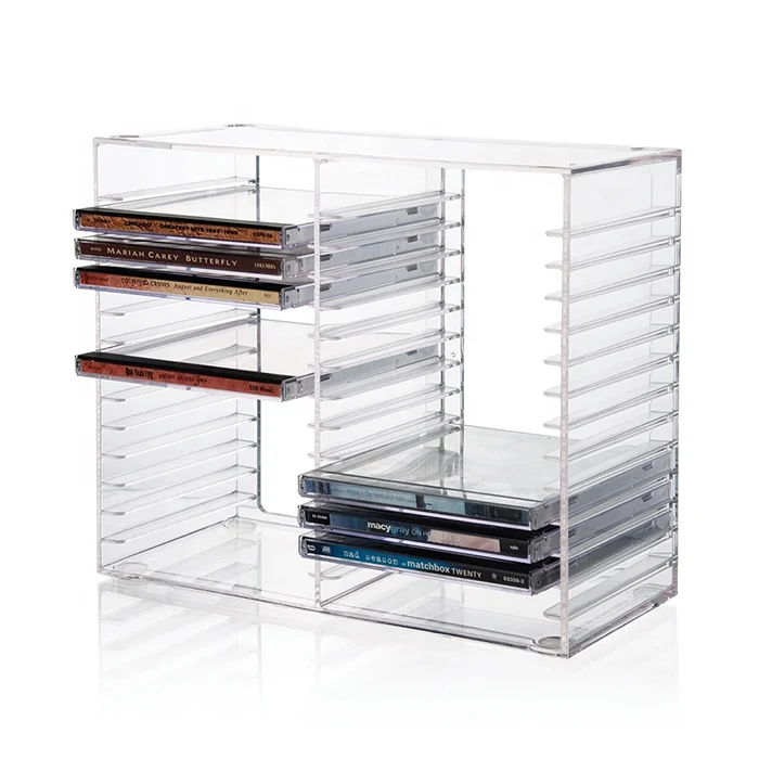 Countertop Acrylic Cd Display Rack Custom 30 Tiers Clear Perspex ...