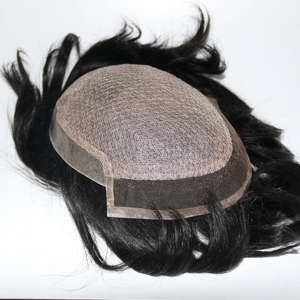 Swiss Lace Toupees In Front With Poly Back Silk Base Toupee Men ...